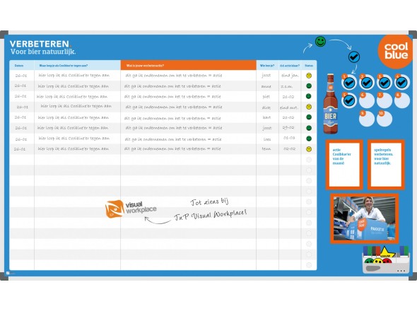 Verbeterbord | Voorbeeld Coolblue (120x200cm) - Visual Workplace B.V.