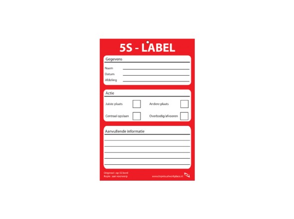 5S labels (5S tags) - Visual Workplace B.V.